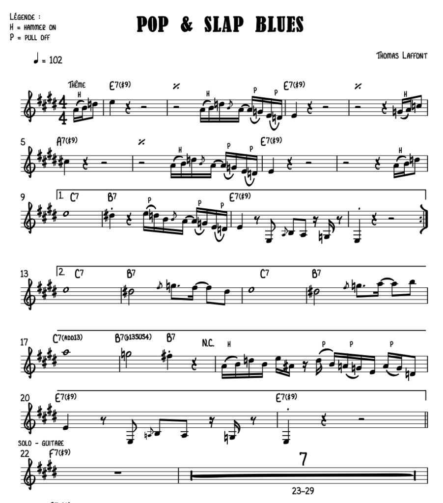 Pop & Slap Blues – Partitions – Thomas Laffont